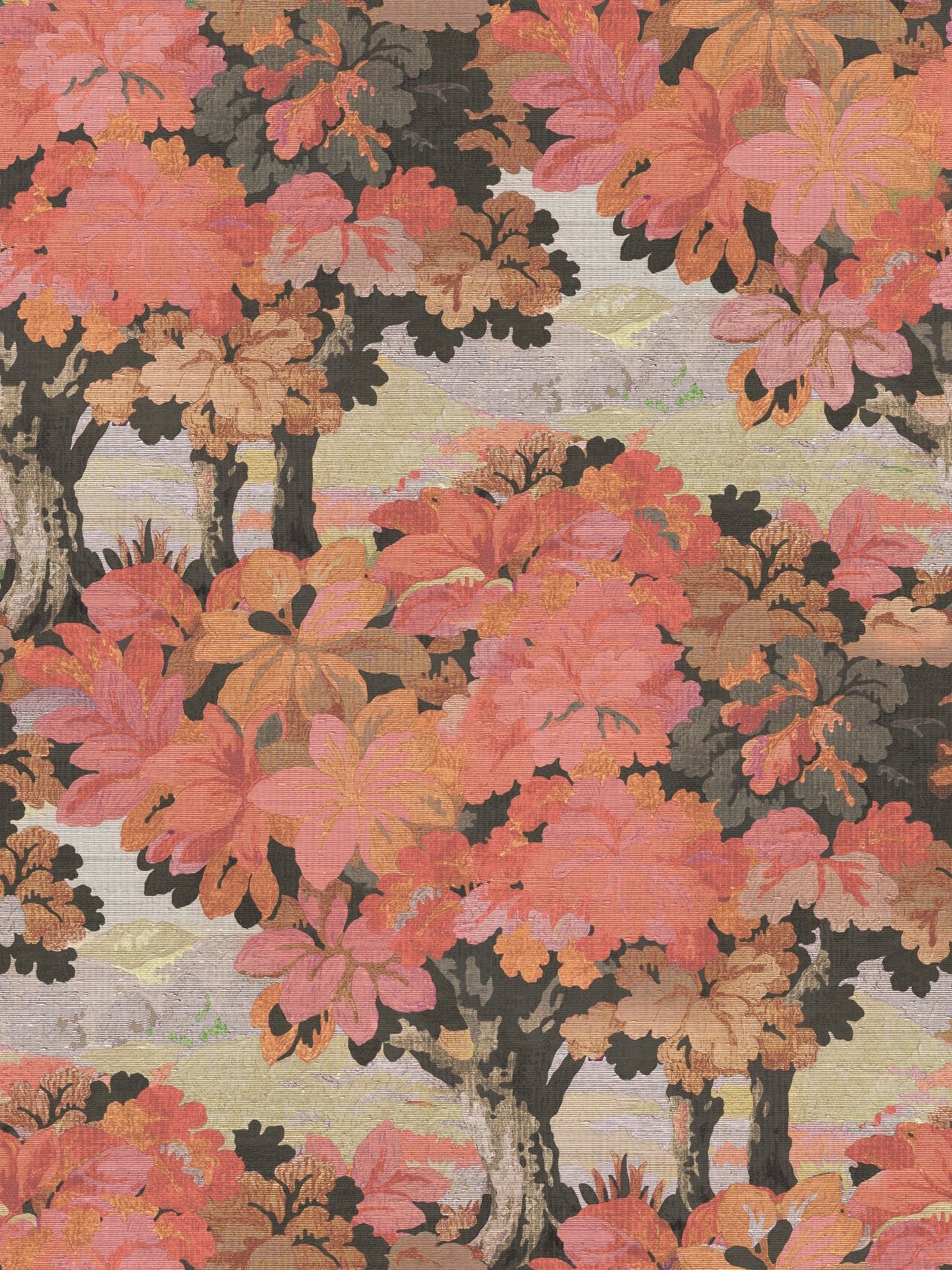 Victorian Autumn Trees Wallpaper – Elegant Fall Woodland – Mayflower Wallpaper